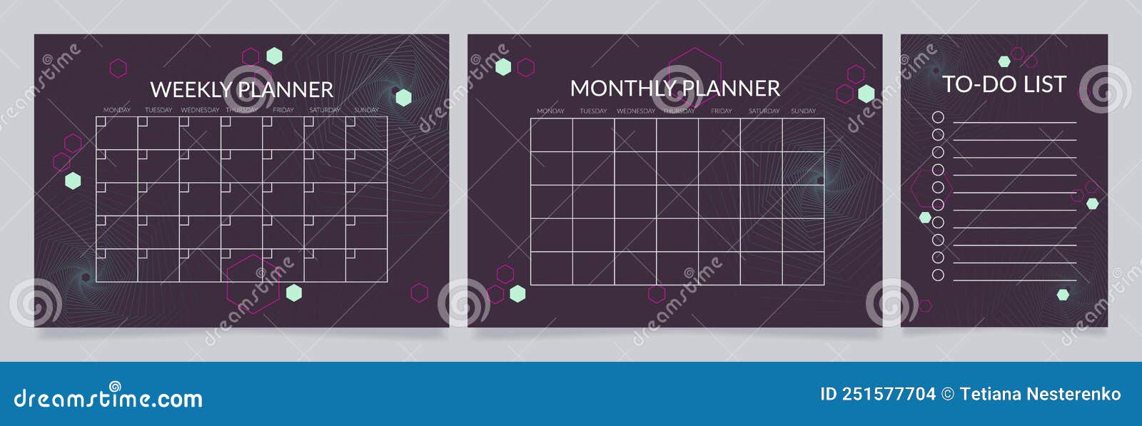 Schedules Worksheet Design Template Set Stock Vector - Illustration of ...