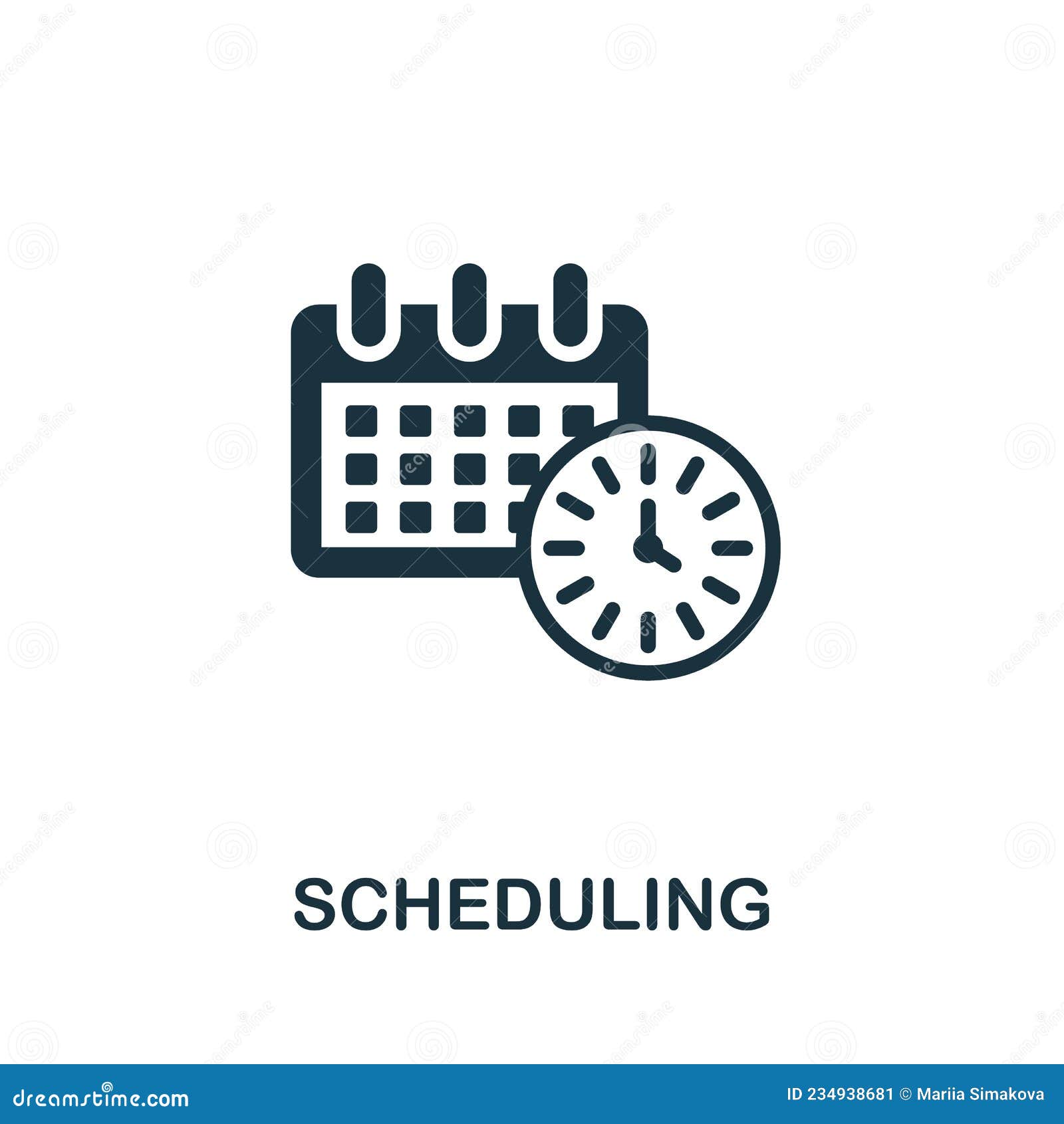 Scheduling Icon. Monochrome Sign from Work Ethic Collection. Creative ...