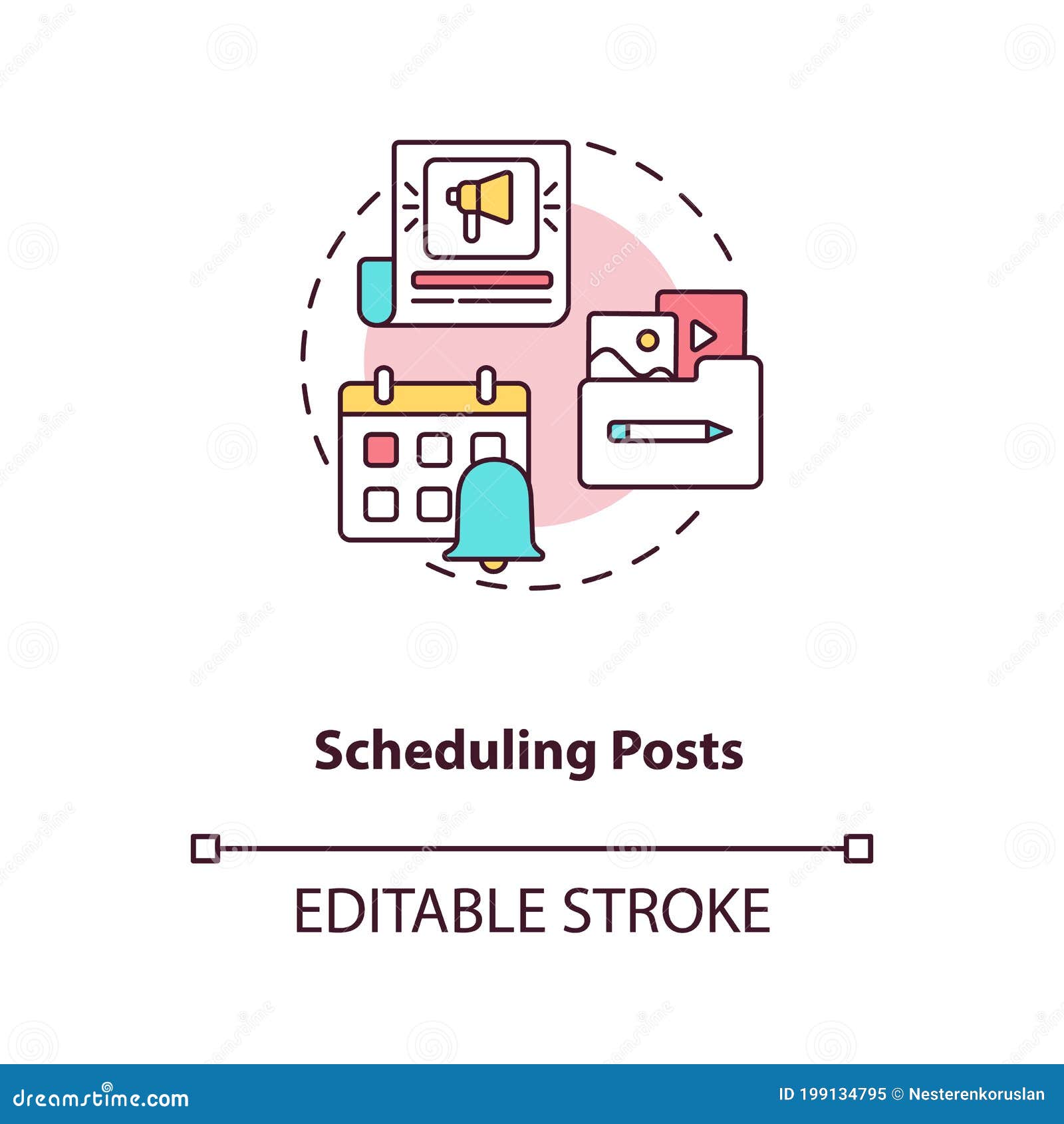 Scheduling Posts Concept Icon Stock Vector - Illustration of isolated ...