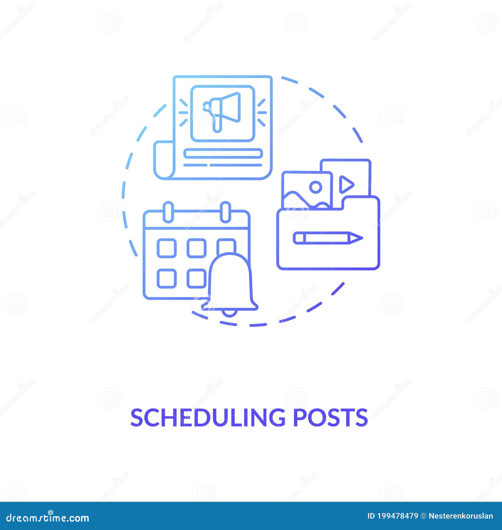 Scheduling Posts Concept Icon Stock Vector - Illustration of internet ...