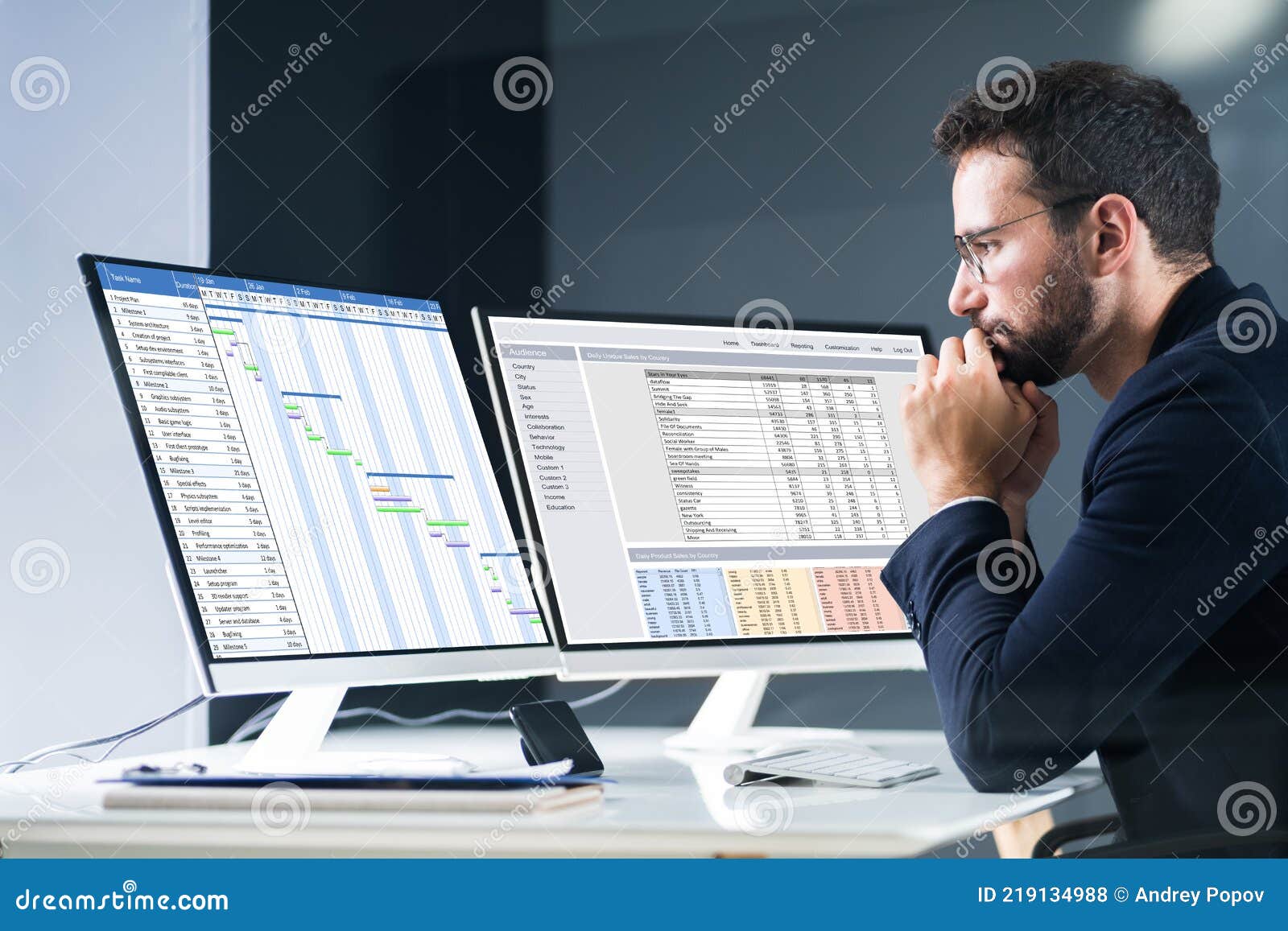 Scheduling Report List and Gantt Chart Stock Photo - Image of ...