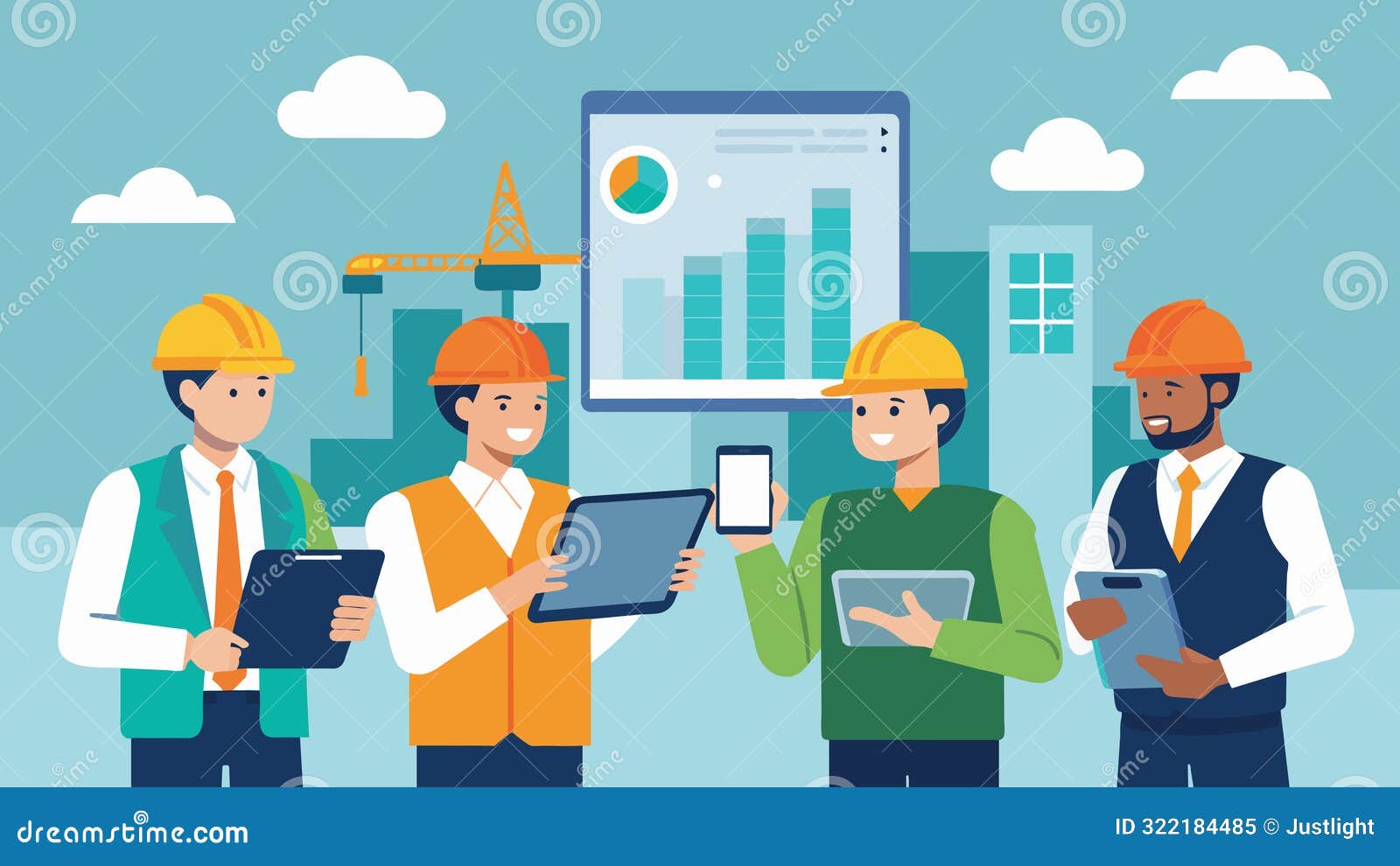 Two Project Managers Stand Side By Side Going Over Blueprints And ...