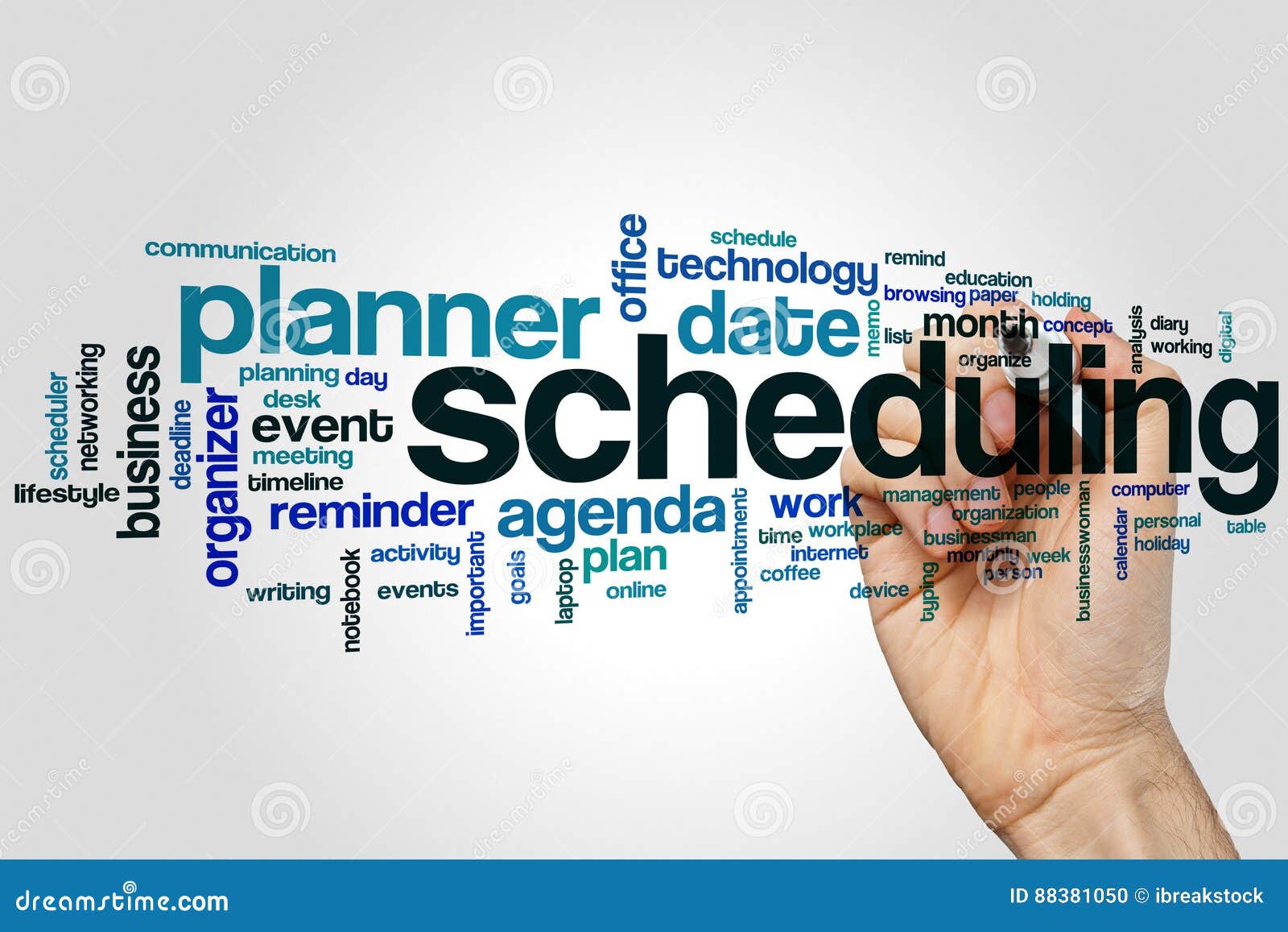 Scheduling word cloud stock photo. Image of list, event - 88381050