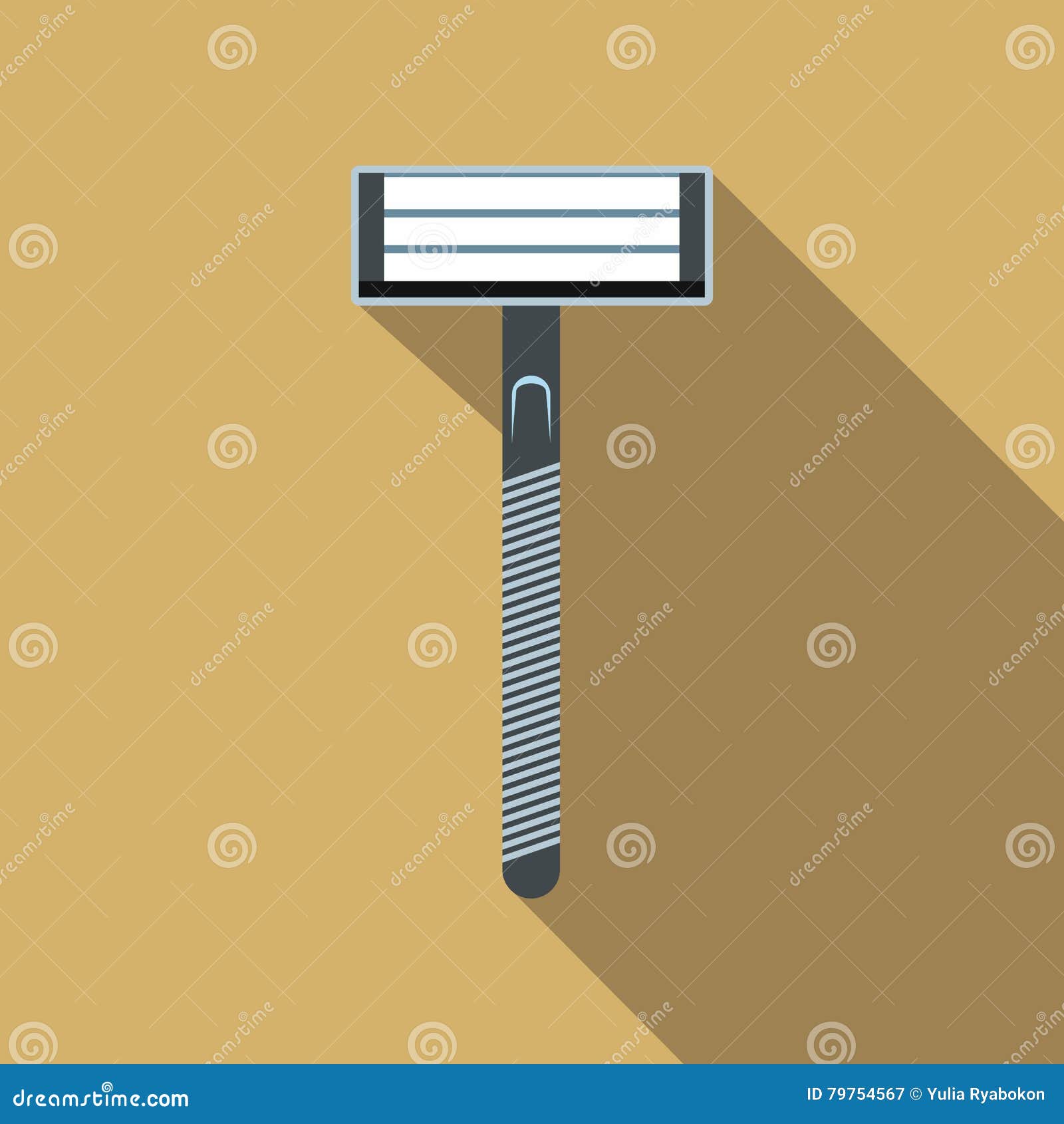 Scheermes Vlak Pictogram Met Schaduw Vector Illustratie - Illustration ...