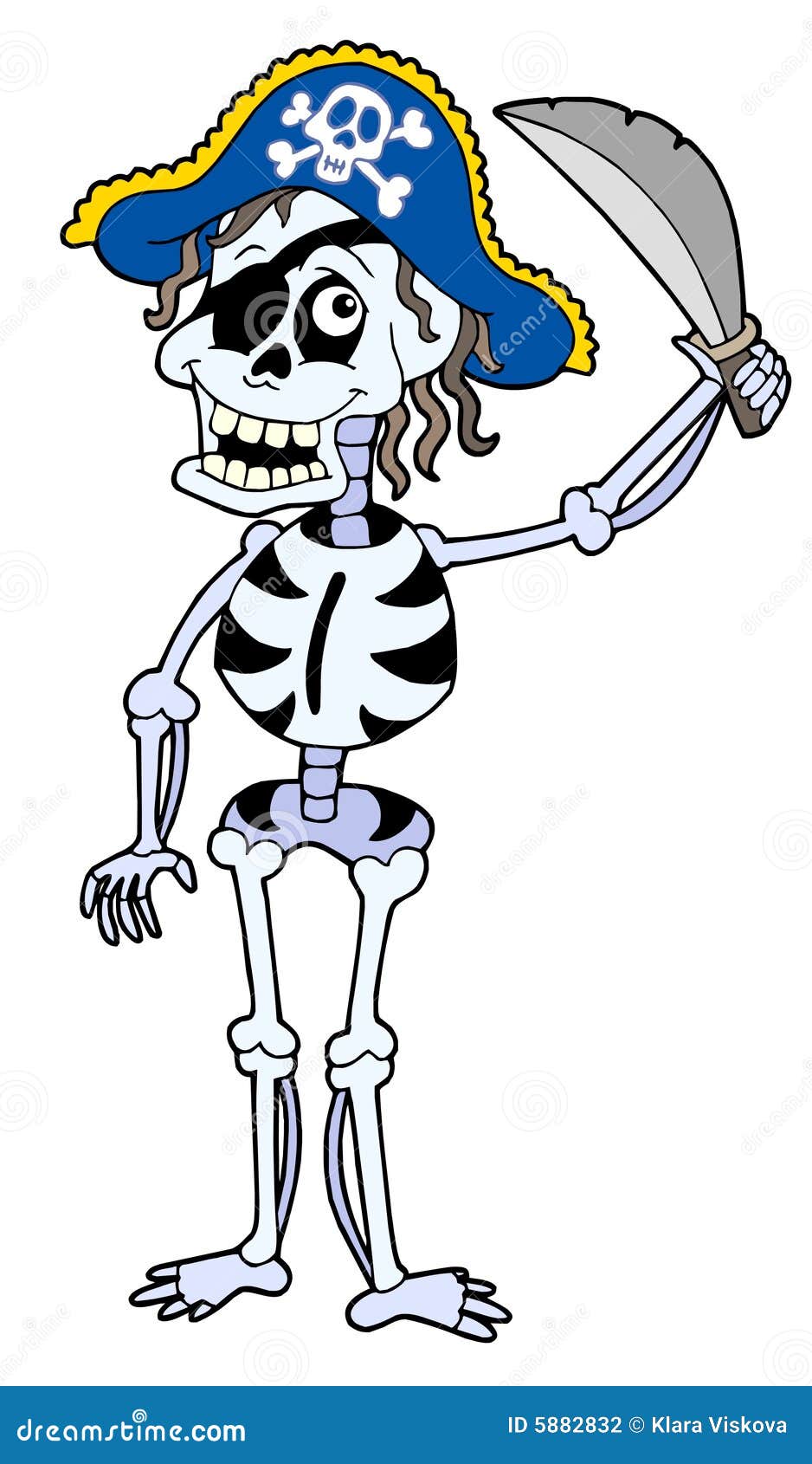 Scheletro Del Pirata Con Il Sabre Illustrazione Vettoriale ...