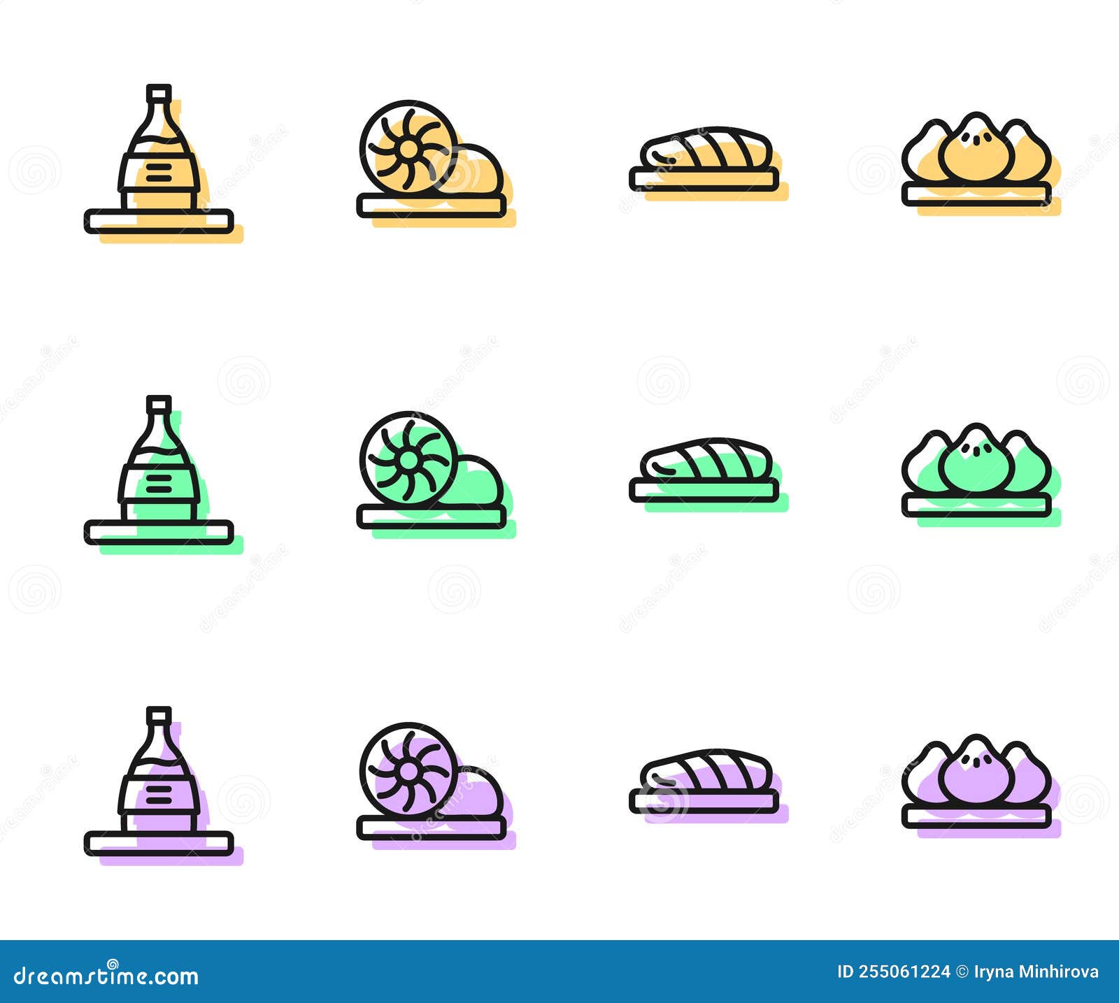 Schelpdierfles Voor Schelp Xiao Long Bao En Dumppictogram. Vector ...