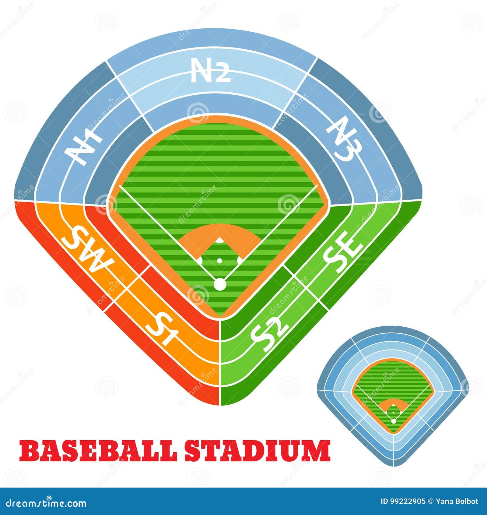 Schema Dello Stadio Di Baseball Con La Zona Illustrazione Vettoriale ...