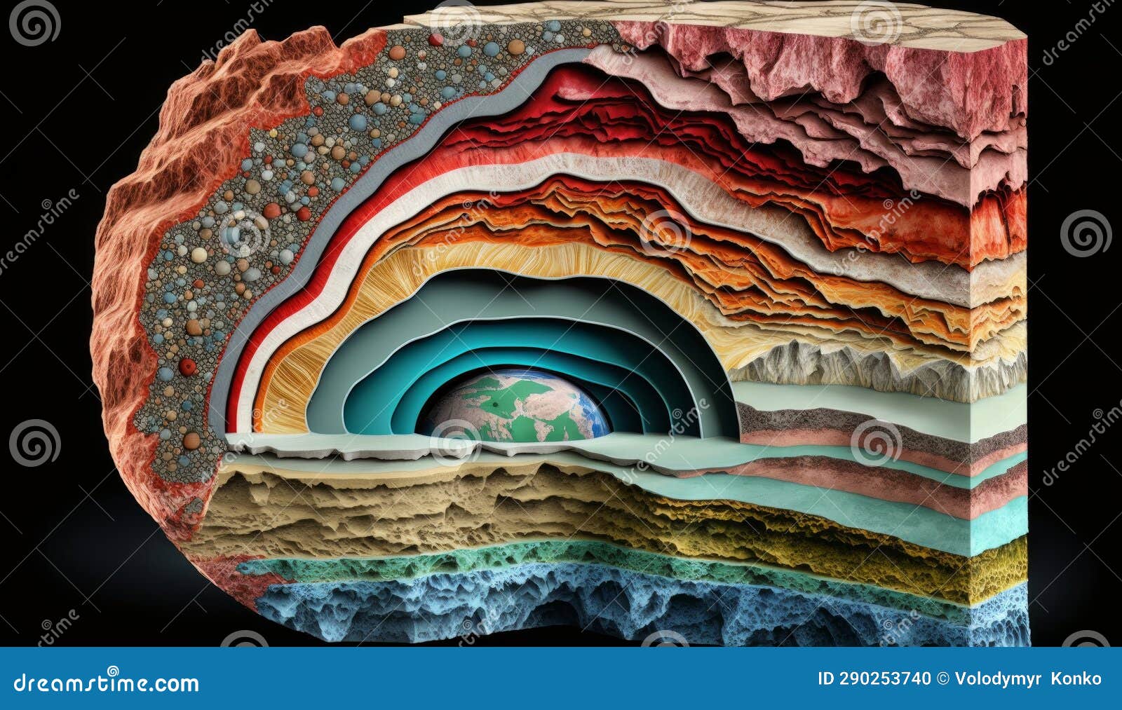 Schematic Abstract Cut Geological Structure of Earth Layers with ...