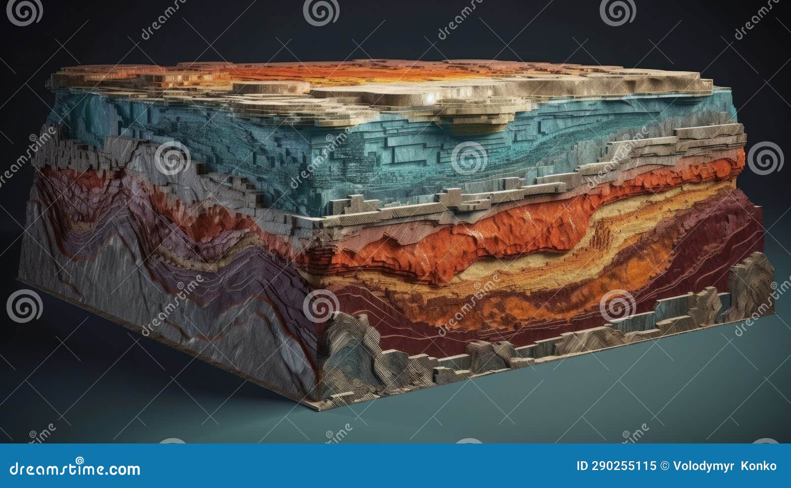 Schematic Abstract Cut Geological Structure of Earth Layers with ...