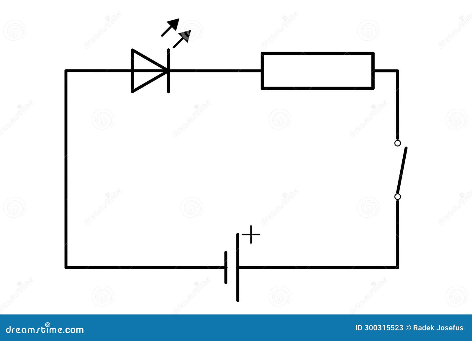 Schematic Diode Passes Electric Stream Into One Side Cathode Anode ...