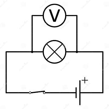 Schematic Connection of a Voltmeter in an Electric Circuit Stock ...