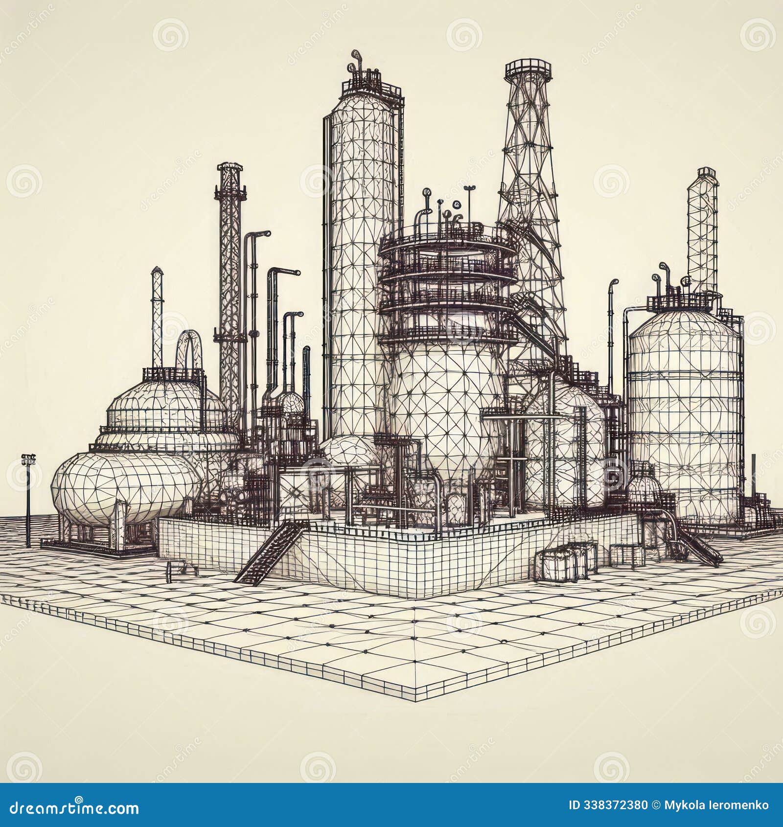 Schematic Design of the Plant with Pipes and Tanks. Stock Photo - Image ...