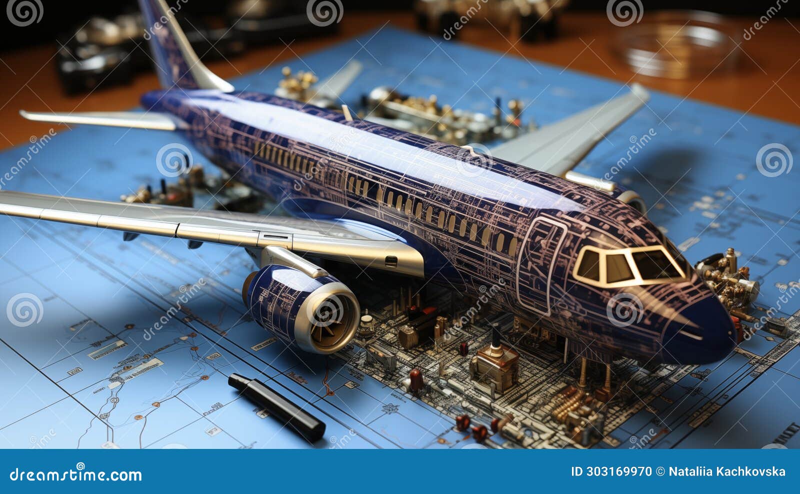 Schematic Diagram of Airplane Stock Illustration - Illustration of ...