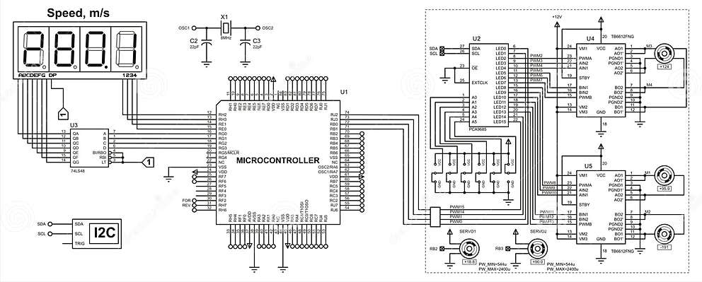Schematic Diagram of Electronic Device with Motor. Stock Vector ...