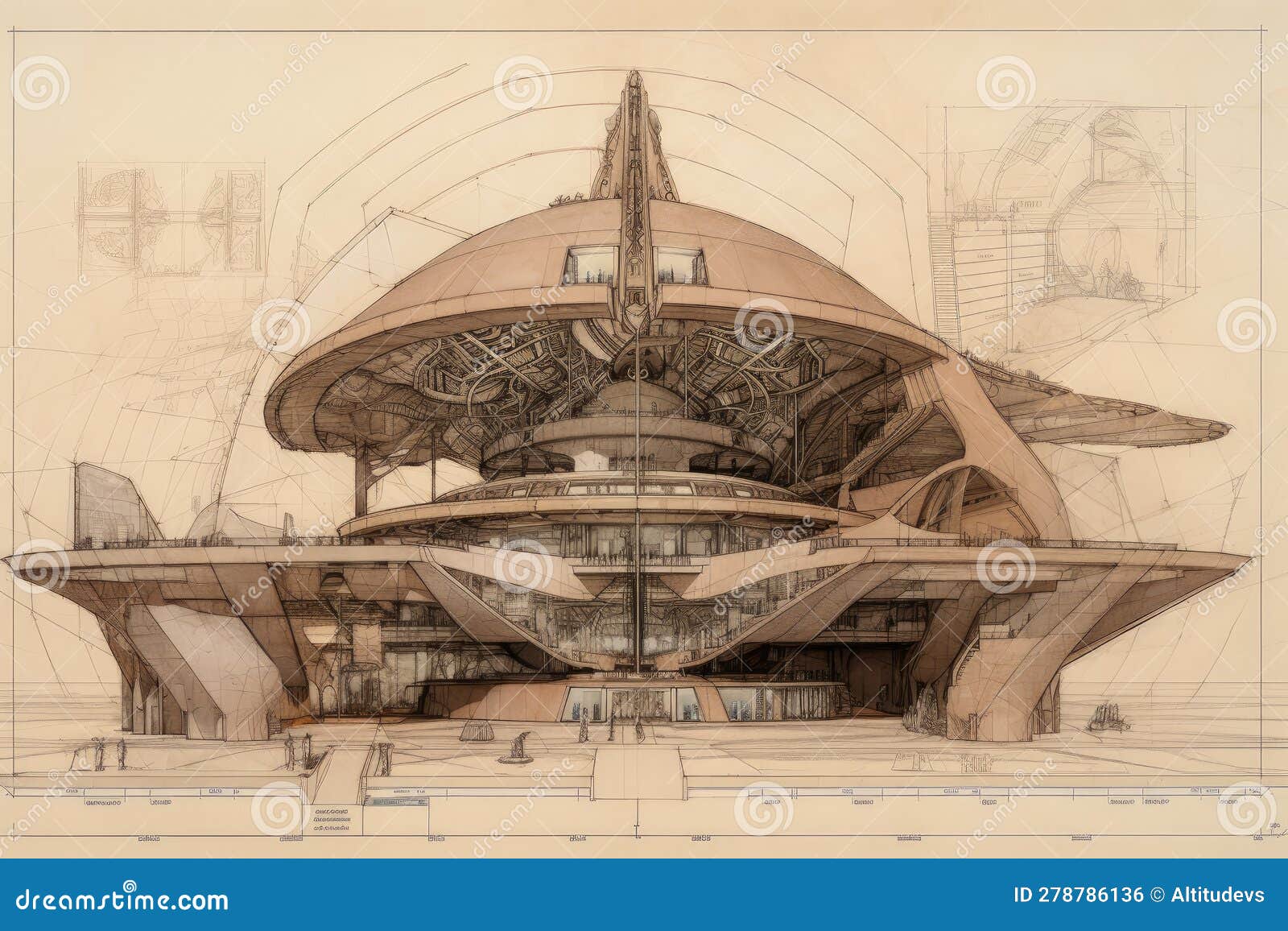 Futuristic Building Drawing