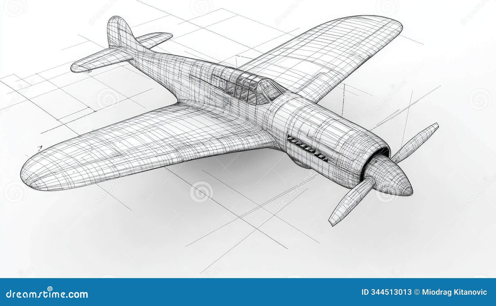 Schematic Drawing of the Spitfire Fighter Aircraft Showcasing Its ...