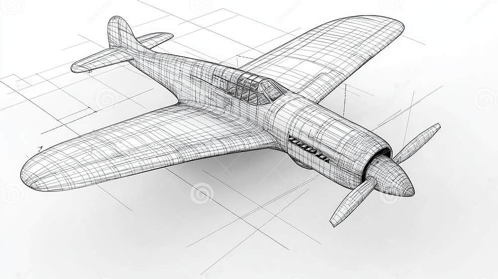 Schematic Drawing of the Spitfire Fighter Aircraft Showcasing Its ...