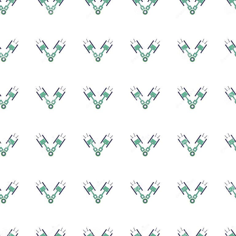 Schematic Drawing of W-shaped Internal Combustion Engine. Seamless ...