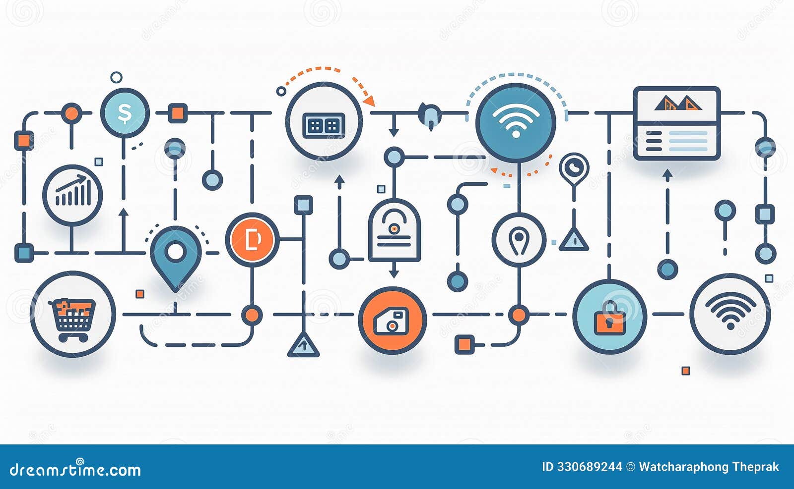 Technology Network Diagram with Icons and Connections Stock ...