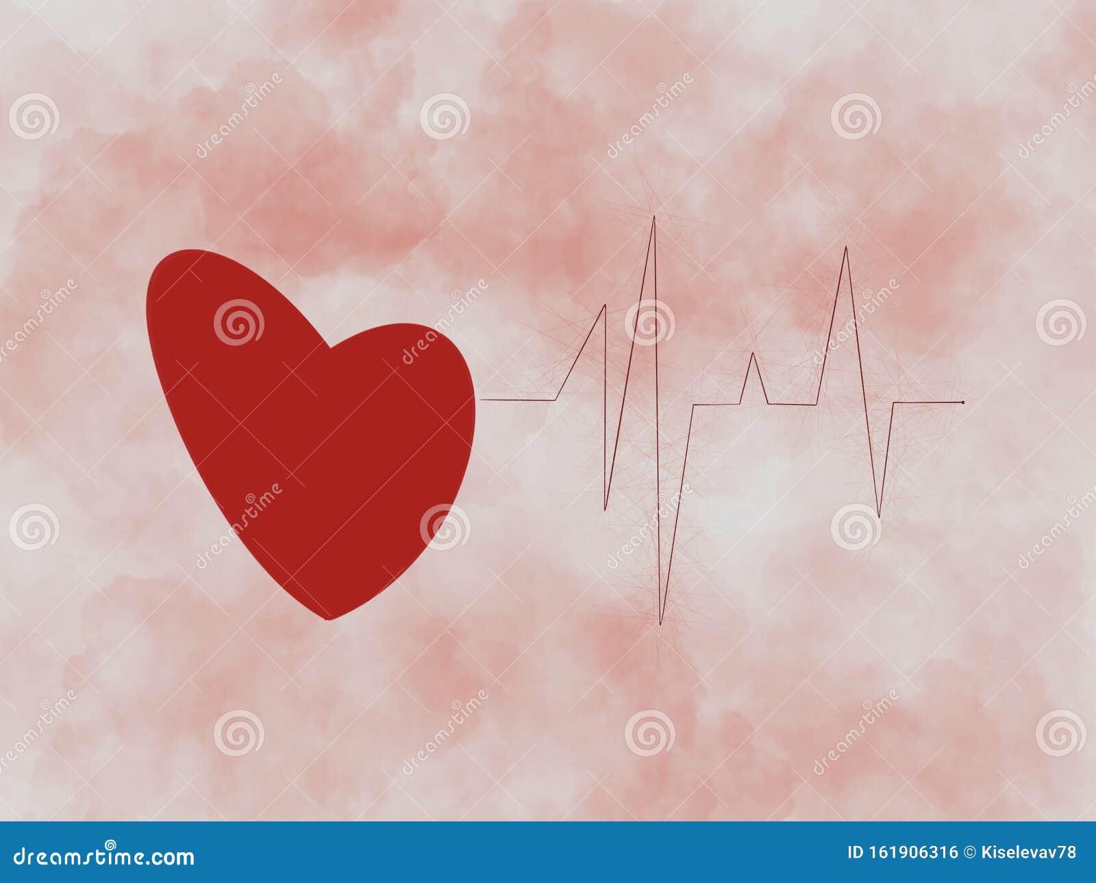 Schematic Image of the Heart and Cardiogram. Abstract Illustration on ...