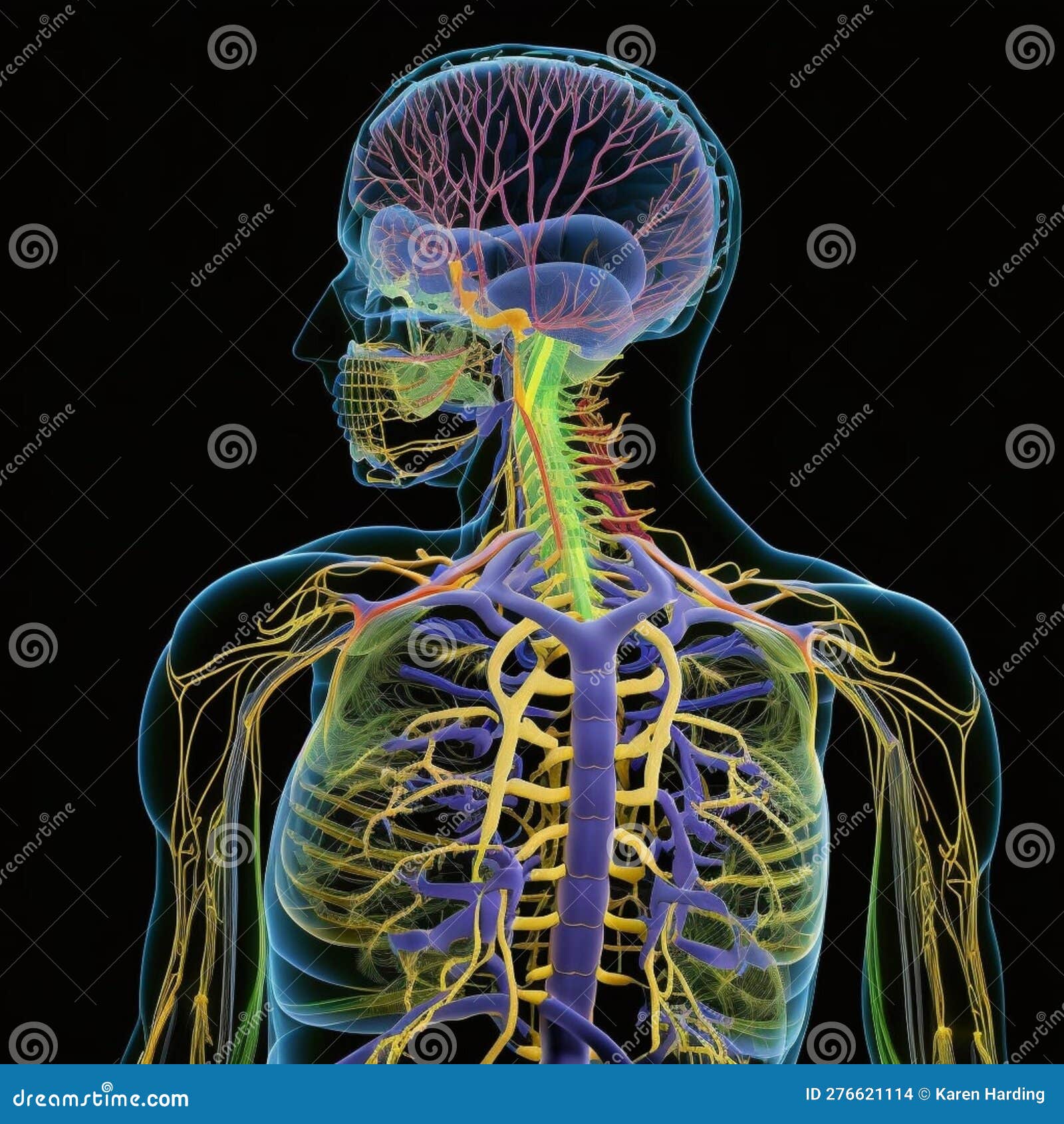 Brain And Spinal Cord Anatomy - Cross Section, Brain Lobes, 3d Render ... Brain And Spinal Cord Anatomy - Cross Section, Brain Lobes, 3d Render ...