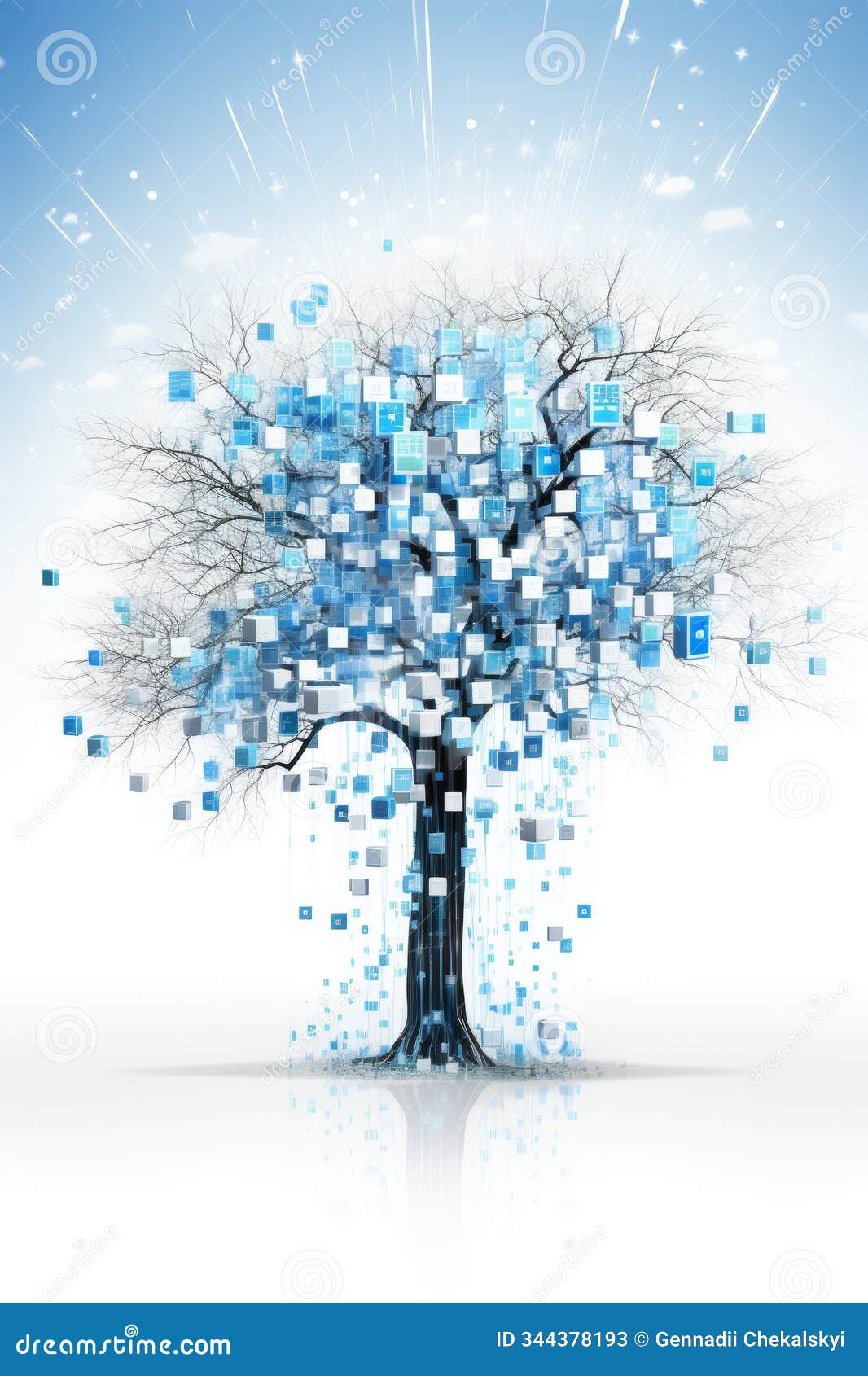 Schematic Minimalist Tree Design Using Simple Shapes in Navy, White ...