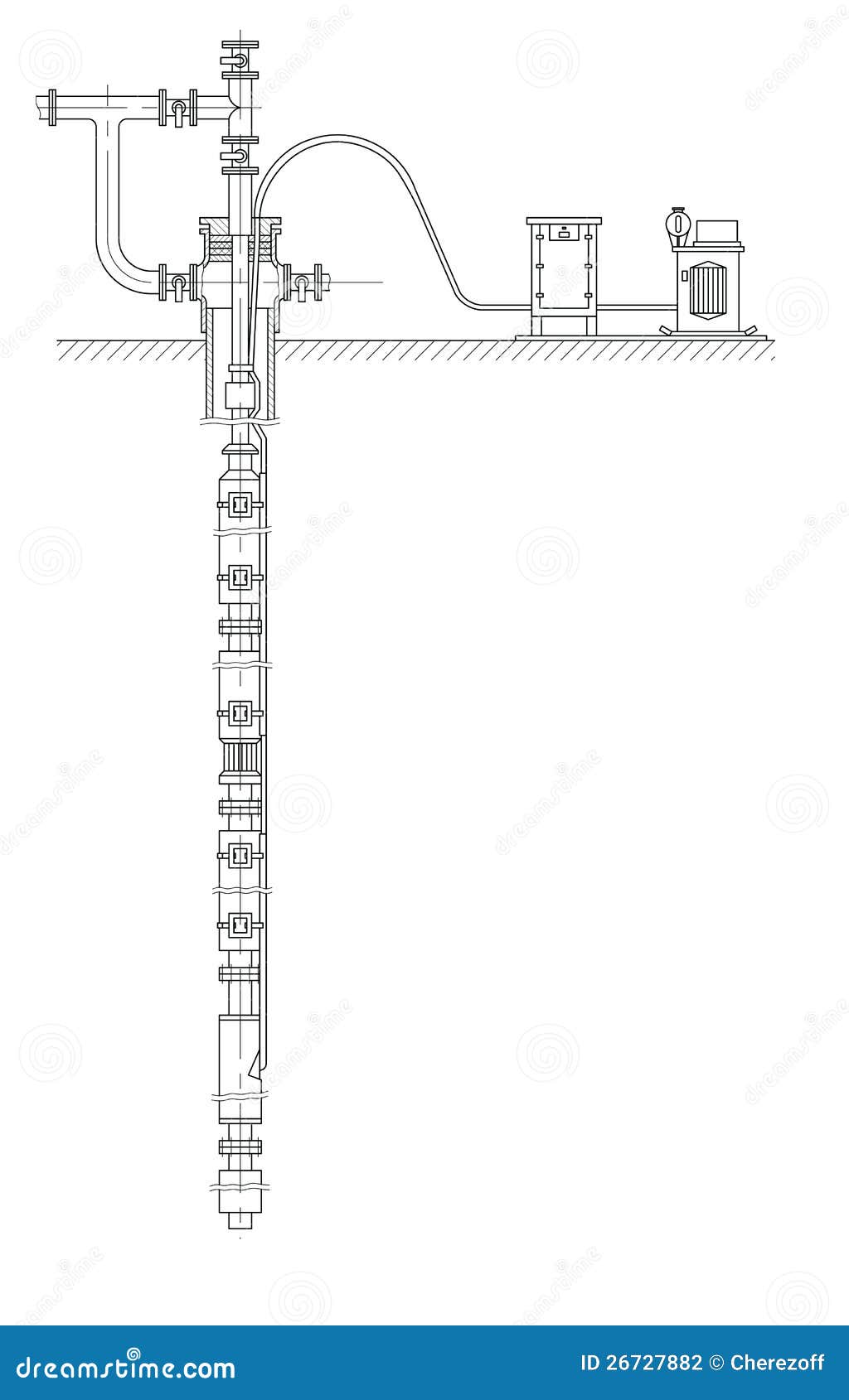 Schematic of an oil well stock illustration. Illustration of drum ...