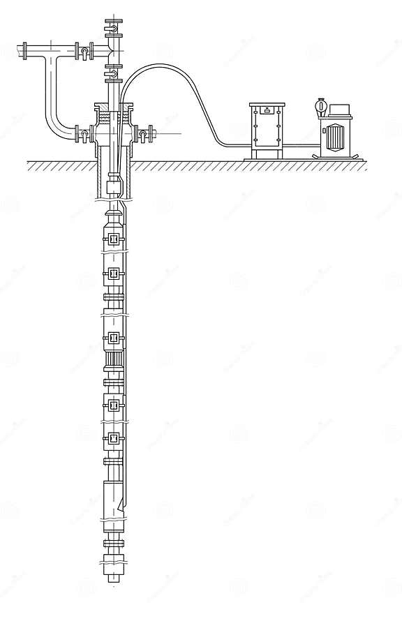 Schematic of an oil well stock illustration. Illustration of drum ...