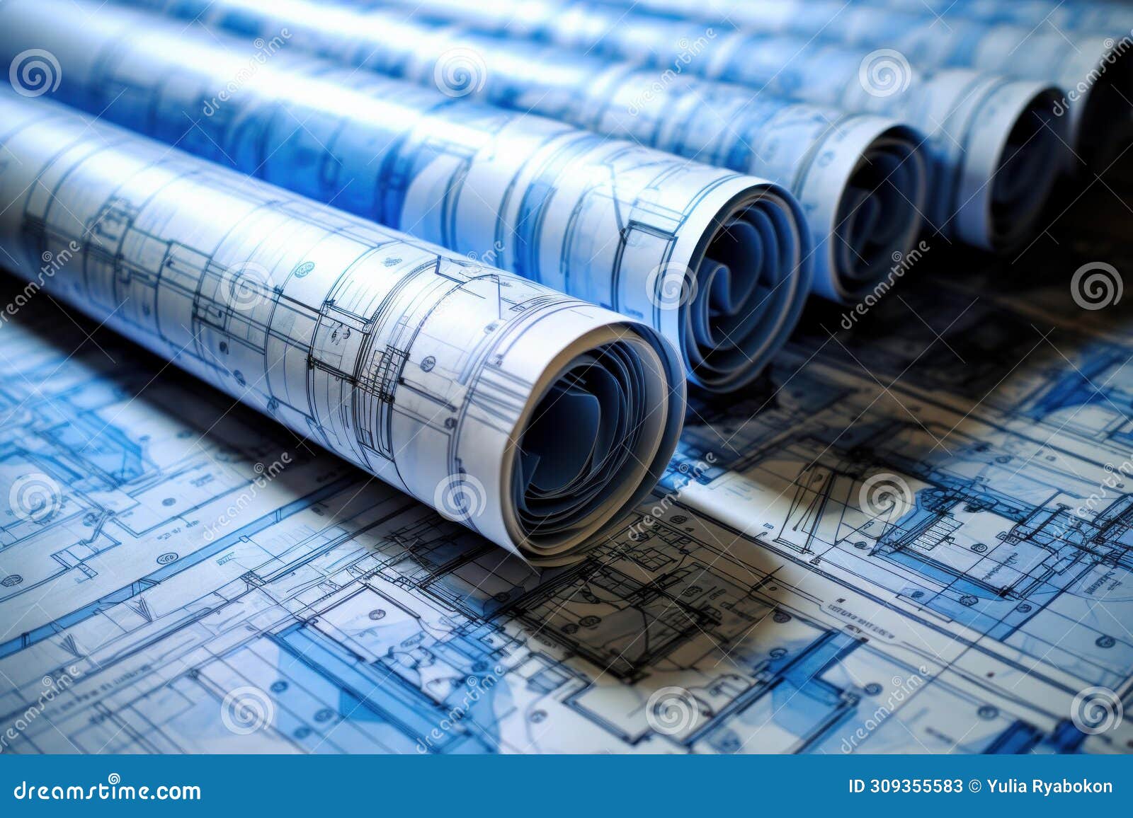 Schematic Paper Blueprints Rolls Engineer. Generate Ai Stock Image ...
