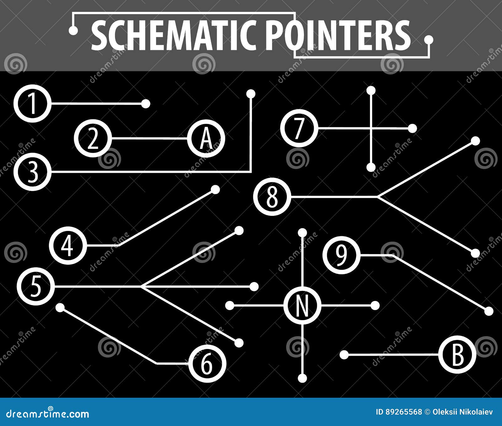 Schematic Pointers. Extension Lines To Indicate the Details of the ...