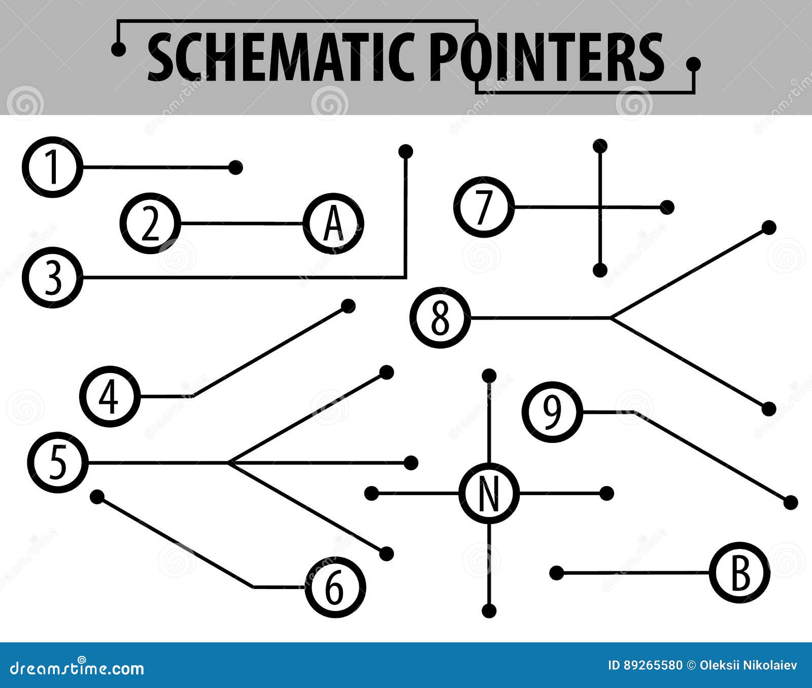 Schematic Pointers. Extension Lines To Indicate the Details of the ...