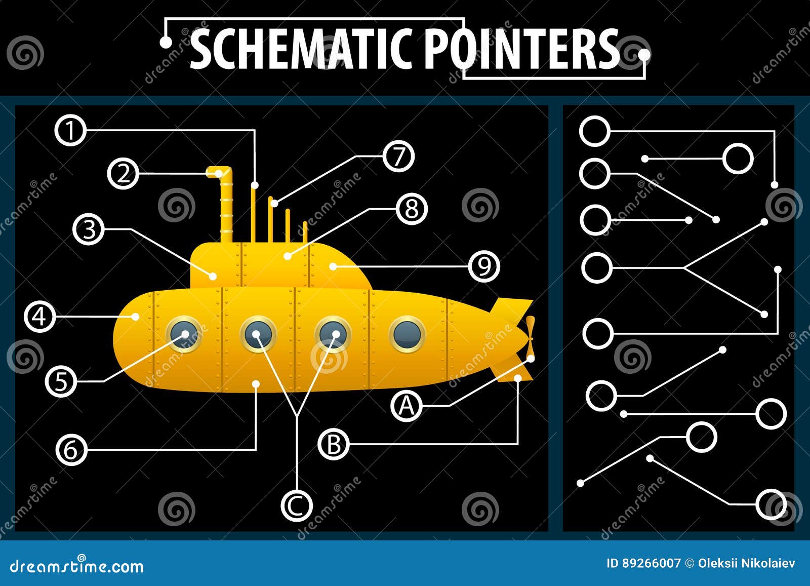Schematic Pointers. Extension Lines To Indicate The Details Of The ...