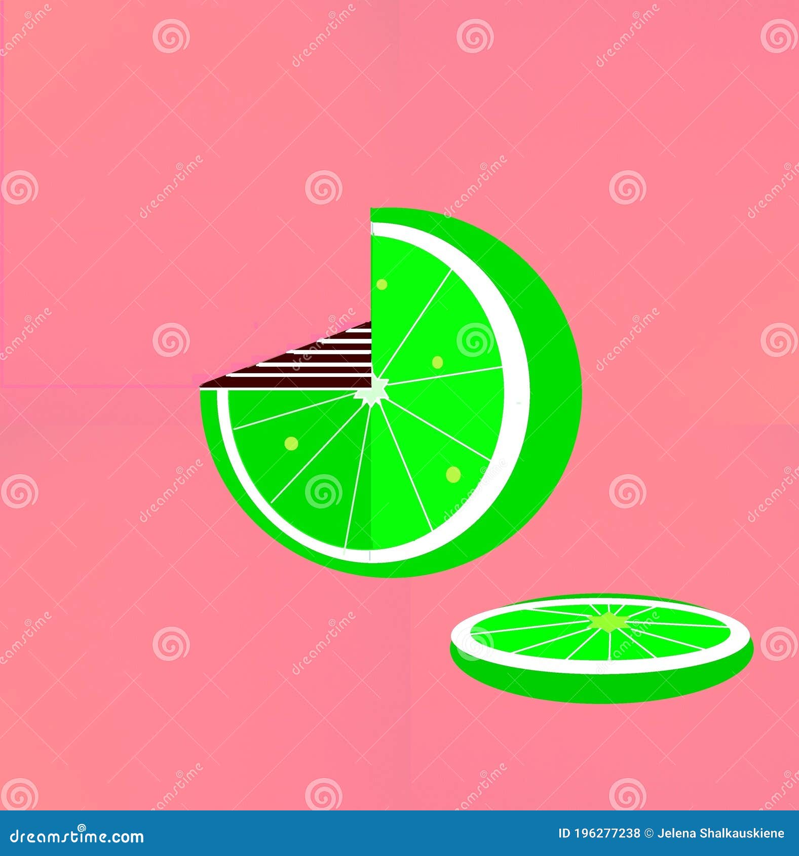 Schematic Representation Of A Green Cut Lime Inside Which Is A ...
