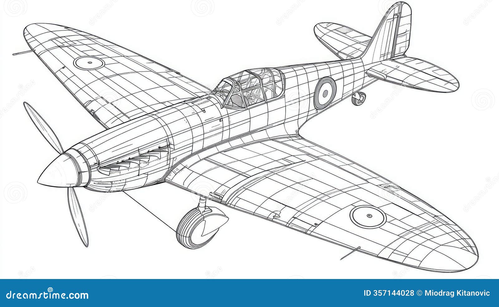 Schematic Representation of a Spitfire Fighter Aircraft Design and ...