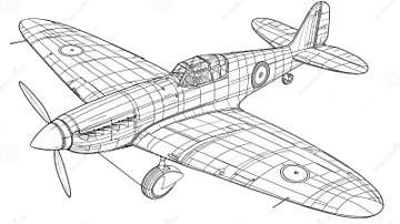 Schematic Representation of a Spitfire Fighter Aircraft Design and ...