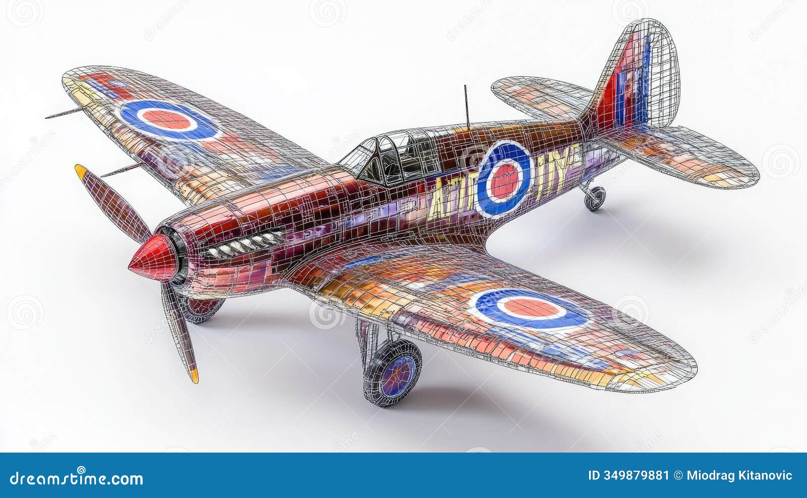 Schematic Representation of a Spitfire Fighter Aircraft Design Stock ...