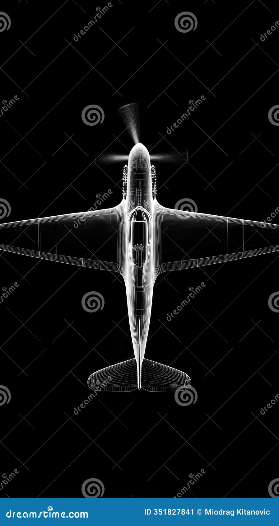 Schematic of Spitfire Fighter Aircraft Showcasing Design and ...