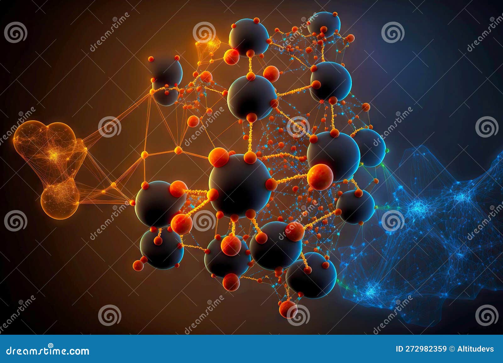 Schematic Structure of Molecule Closeup Consisting of Spheres and ...