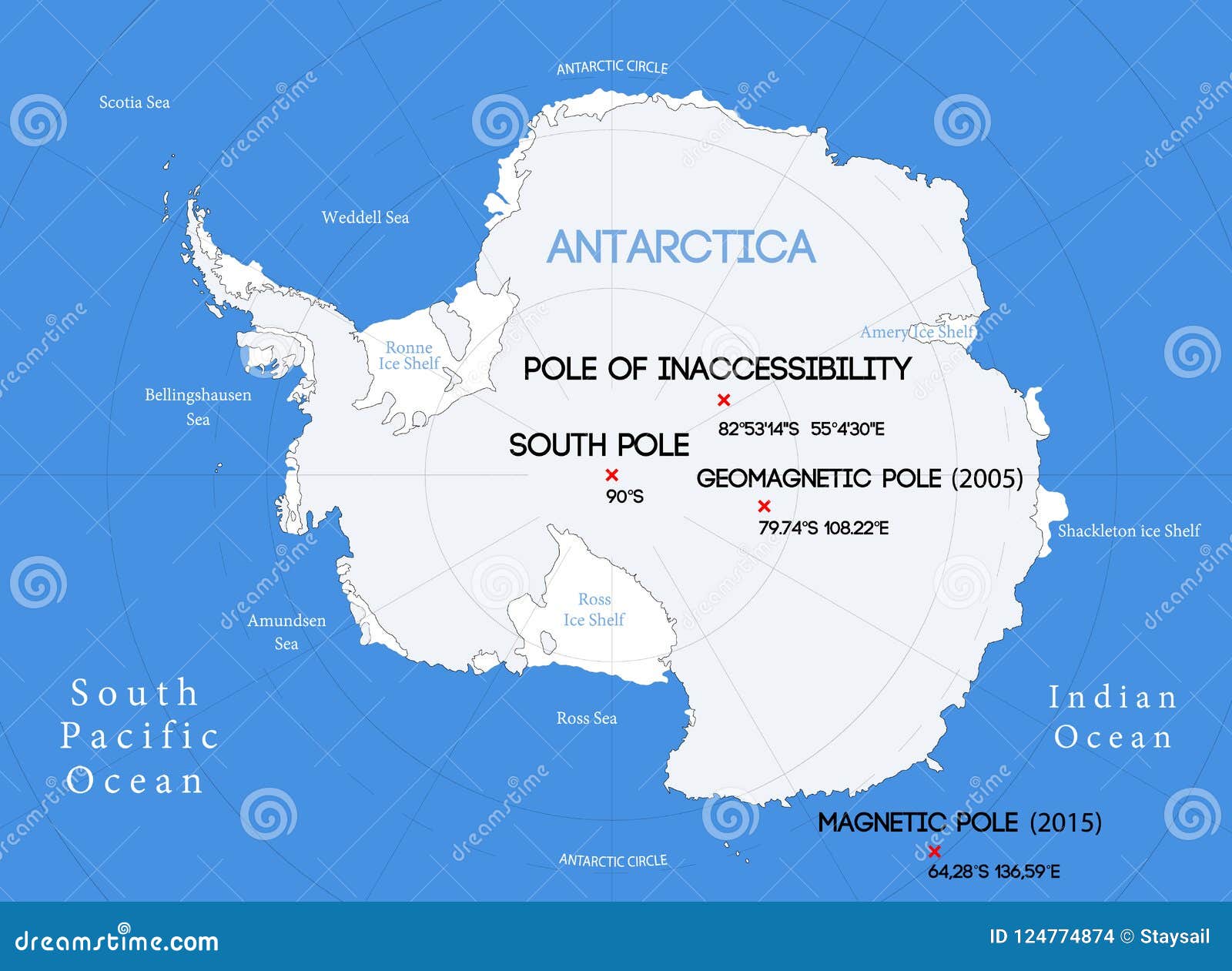 Schematic Vector Map. Location Of The South Poles | CartoonDealer.com ...