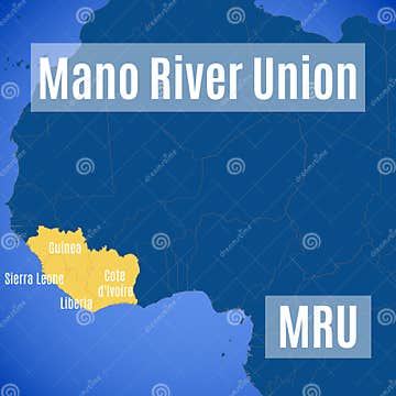 Schematic Vector Map of the Mano River Union MRU Stock Vector ...