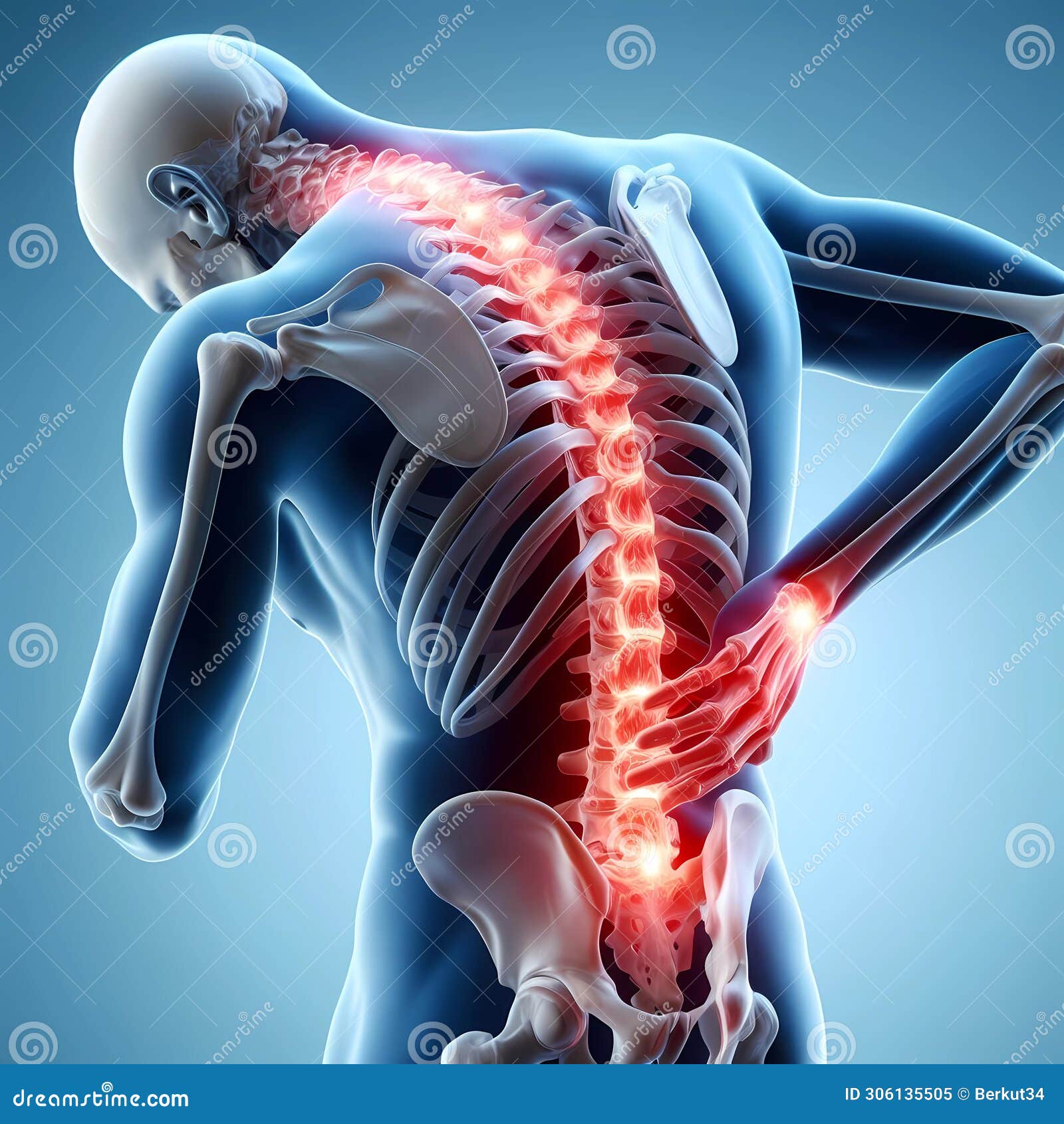 Visual Visualization of Severe Pain in the Back and Spine Stock Image ...
