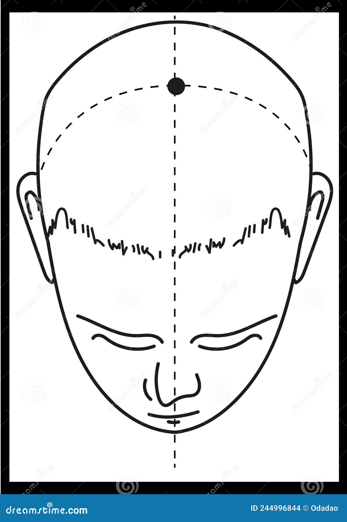 Schematically Drawn Head of a Man with a Dot in the Area of the Crown ...