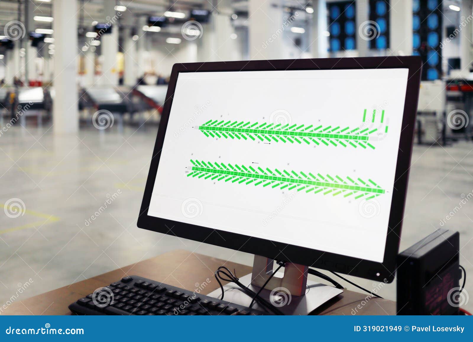 Scheme on Display of Computer at Workplace in Big Stock Image - Image ...