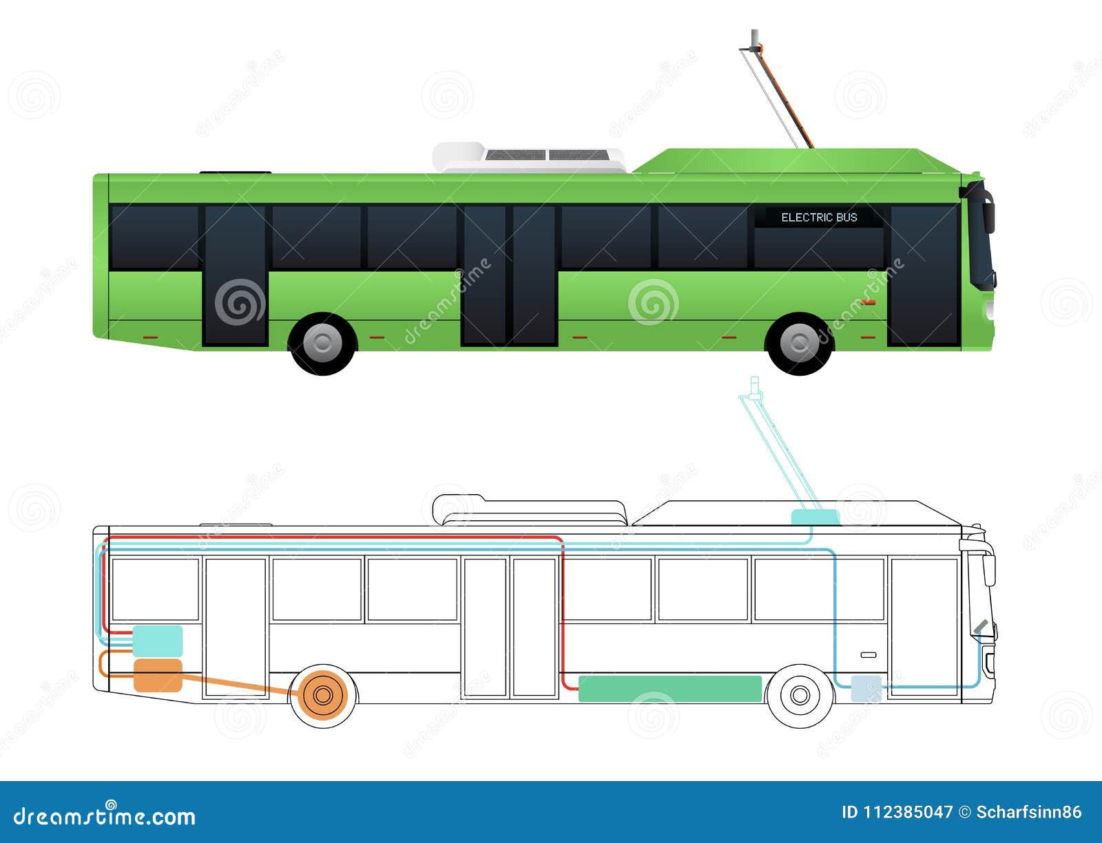Scheme of the electric bus stock vector. Illustration of schematic ...