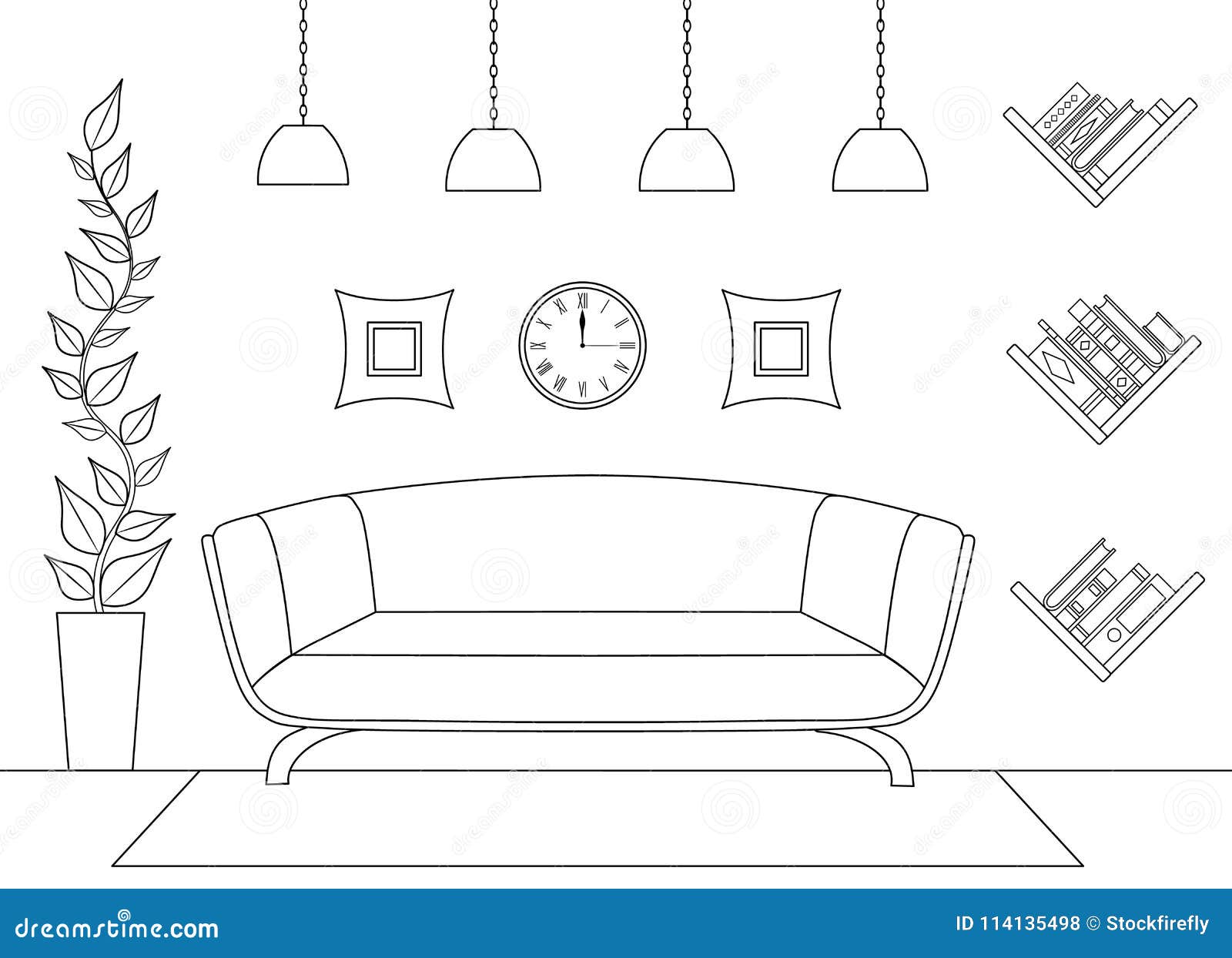 The Scheme of the Interior. Front View. Vector. Stock Vector ...