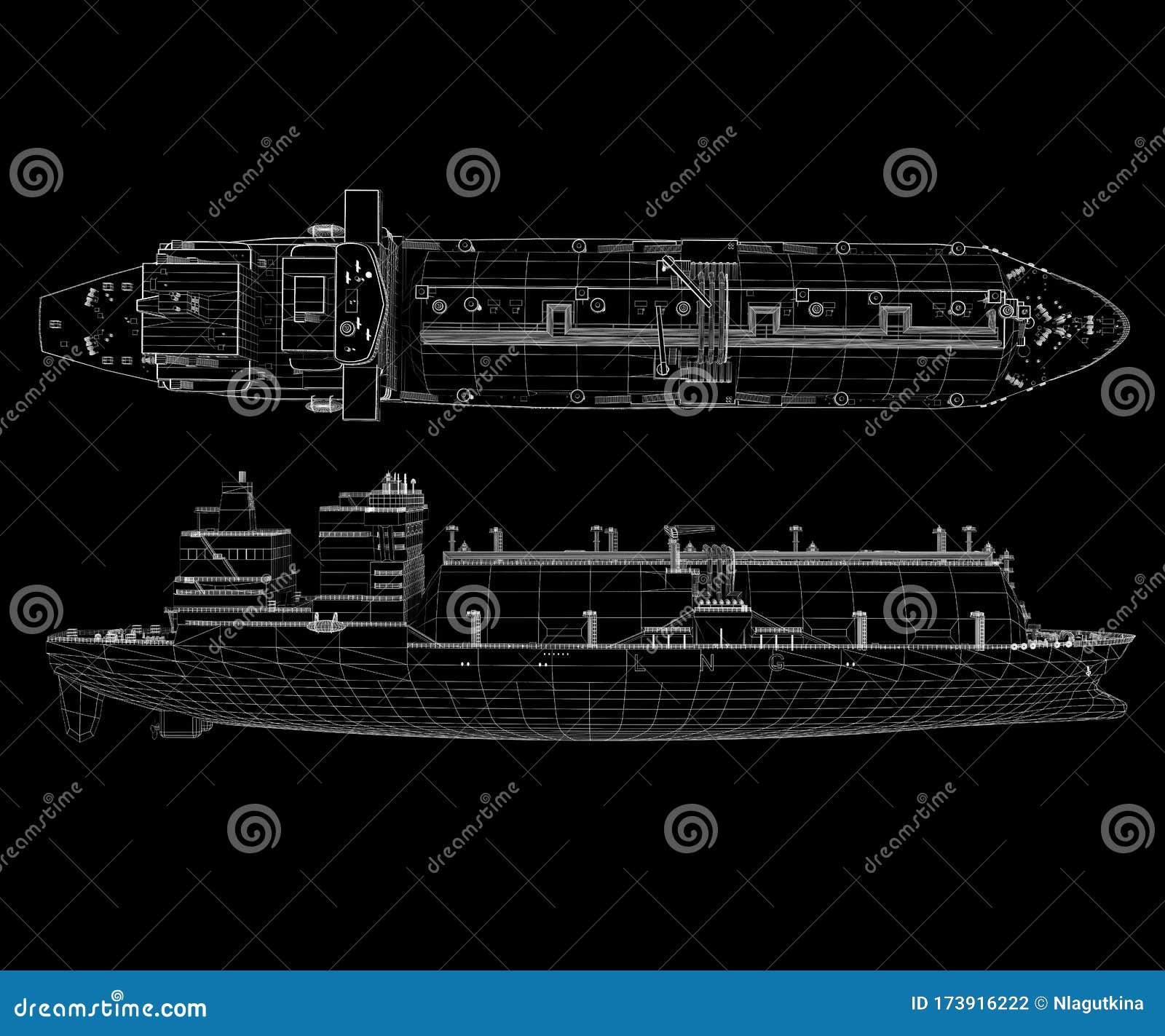 Scheme of the LNG Tanker. 3D-rendering Stock Illustration ...