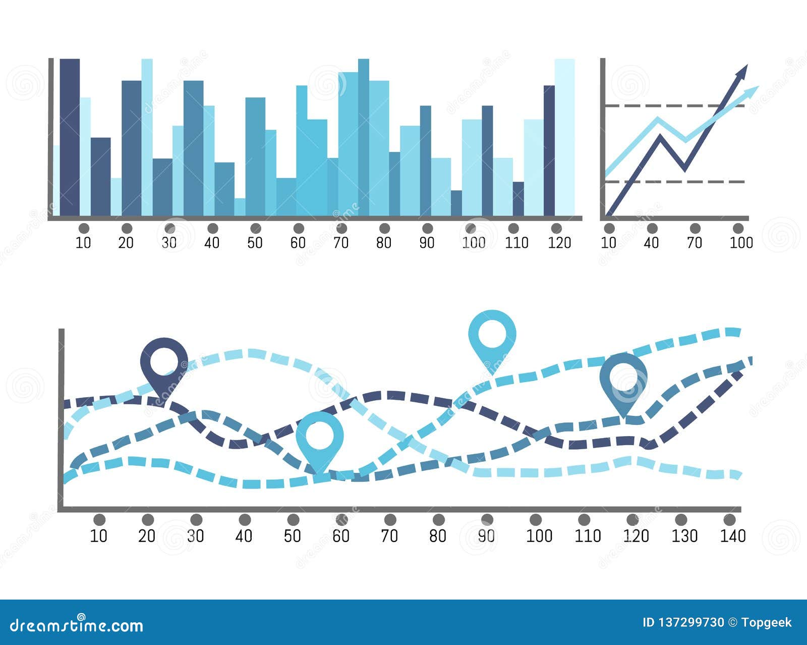 Scheme with Numbers and Visualized Data on Charts Stock Vector ...
