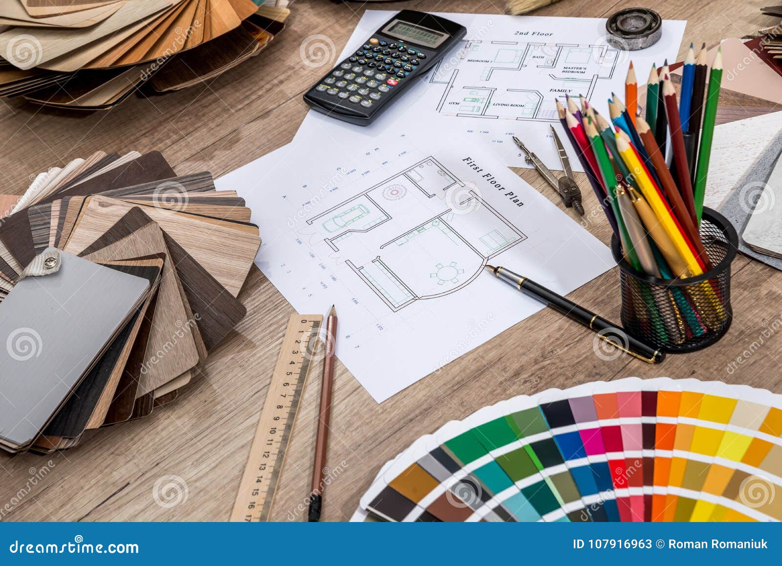 Scheme Plan House With A Palette Of Colors And Tools Royalty-Free Stock ...