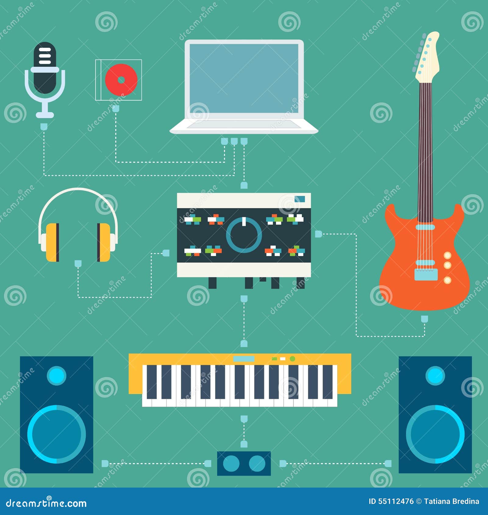 Scheme of Sound Recording Studio. Flat Design Stock Vector ...