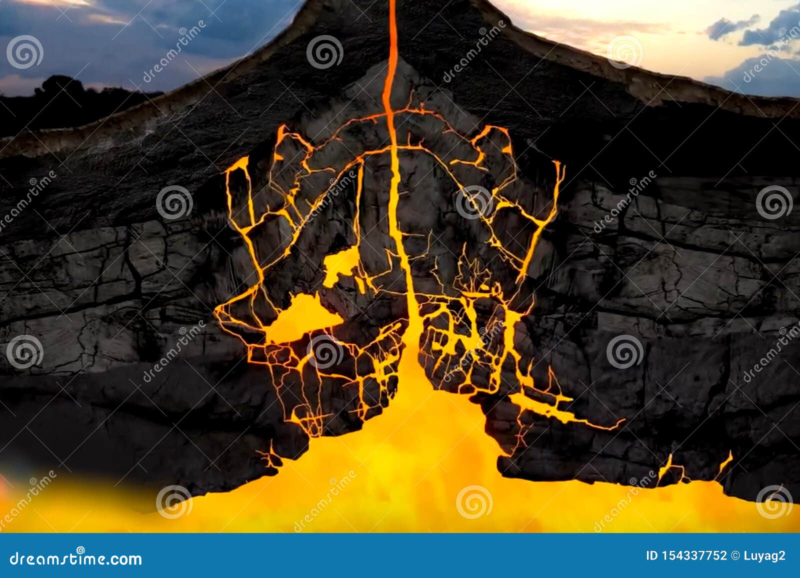The Scheme of the Volcano in the Earth S Crust Stock Photo - Image of ...